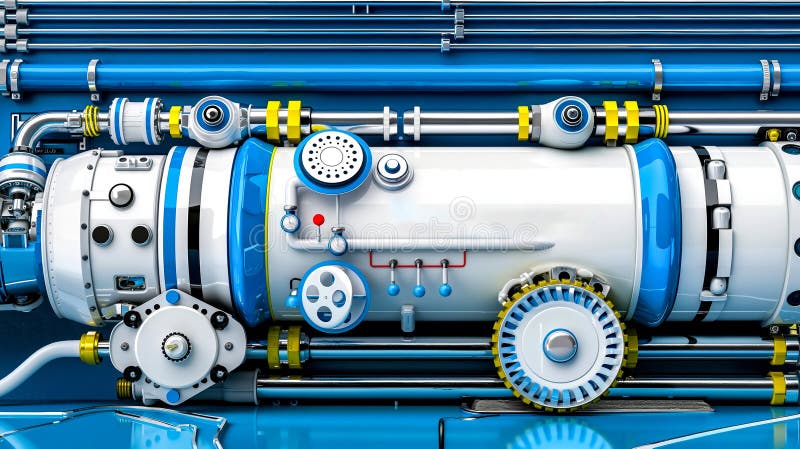 A Large Blue and White Machine with a Blue Background Stock Image ...