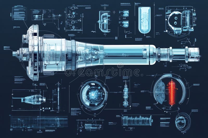 Futuristic Engine Blueprint Amazing Detailed Design Stock Illustration ...