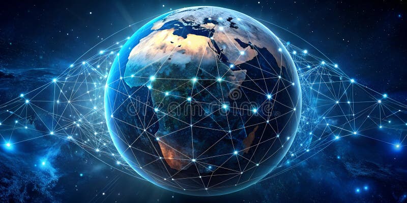A Digital Rendering of the Globe with Connecting Lines Stock ...
