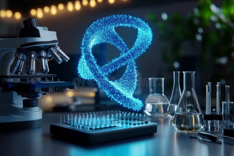 DNA Helix Microscope Laboratory Science Research Biology Genetics Stock ...