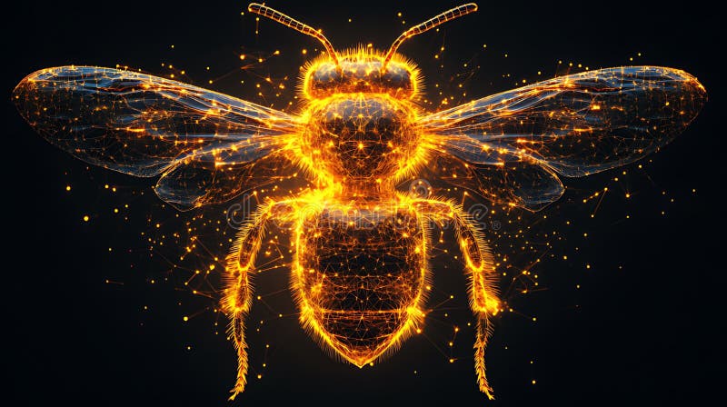 A Digital Rendering of a Honey Bee, Created Using a Geometric Mesh and ...