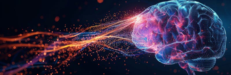 Digital Render of Human Brain with Blue and Red Light Effects Stock ... Digital Render of Human Brain with Blue and Red Light Effects Stock ...