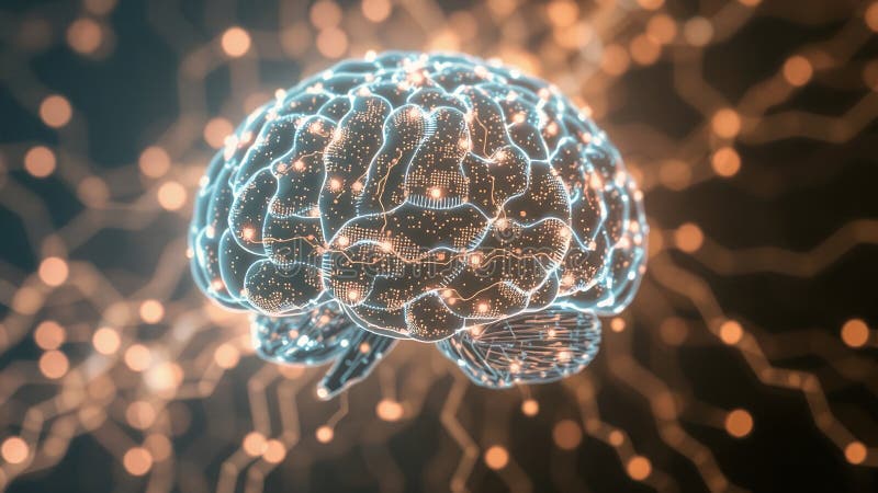 Digital Rendering of a Human Brain with Glowing Circuits Stock ...