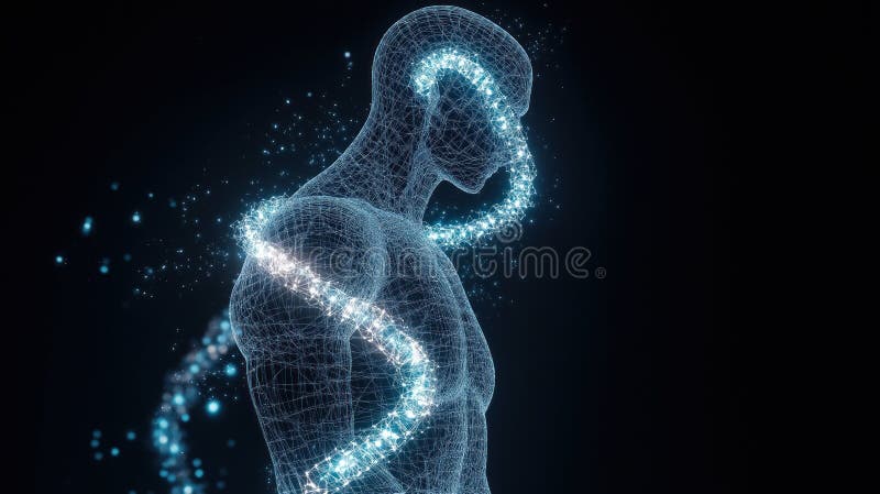 Digital Rendering of Human Figure Intertwined with Glowing DNA Strand ...