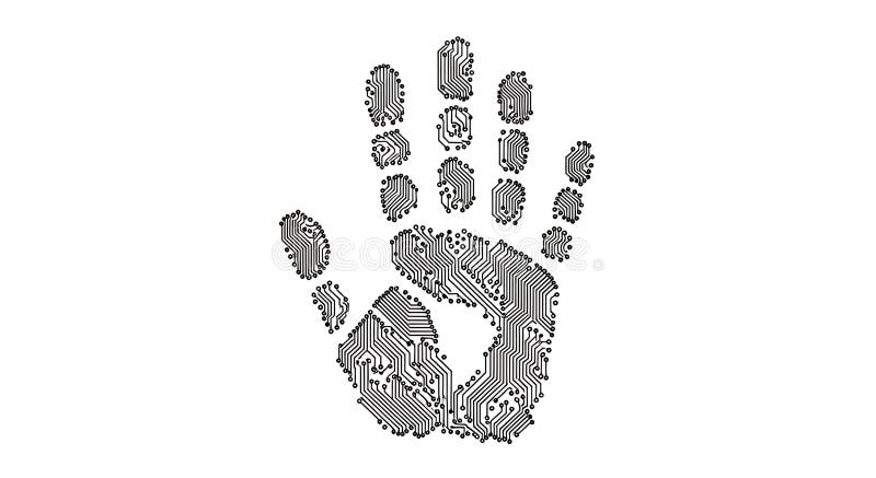 A Digital Rendering of a Human Handprint Composed of Intricate Black ...