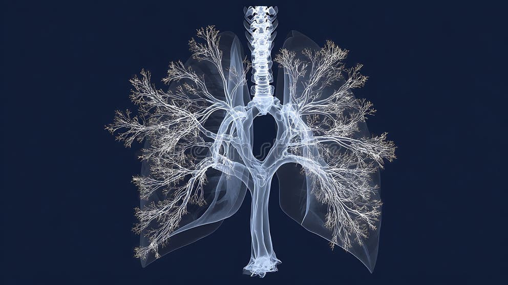 A Digital Rendering of Human Lungs Visualized As a Transparent, Tree ...