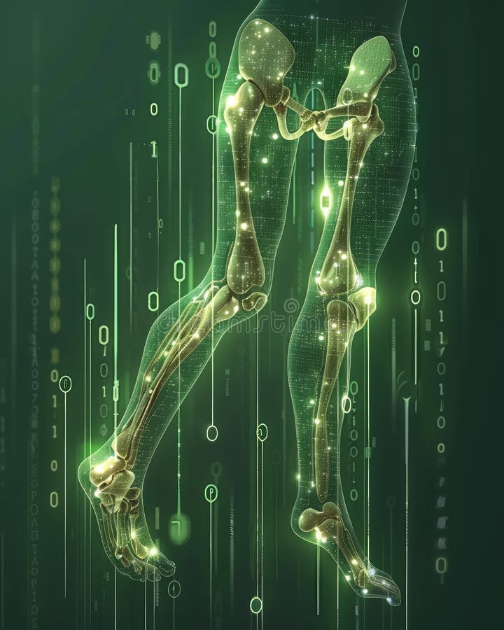 Futuristic Digital Representation of Human Bones with Glowing Effects ...