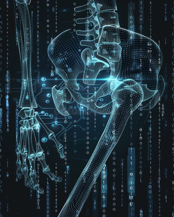 High Tech Medical Illustration of Human Skeletal Anatomy with Digital ...