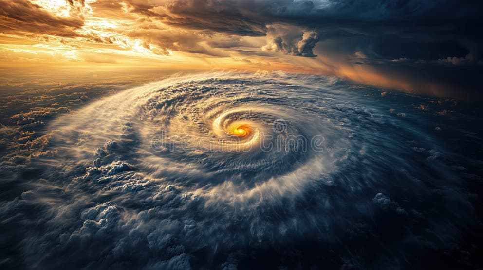 Digital Rendering of Hurricane Path with Swirling Clouds and Vibrant ...
