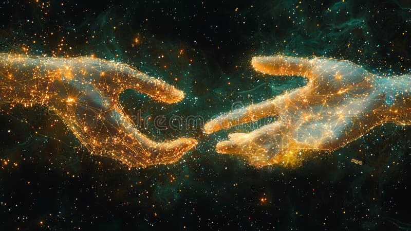 Digital Rendering of Interconnected Hands Symbolizing Human and ...