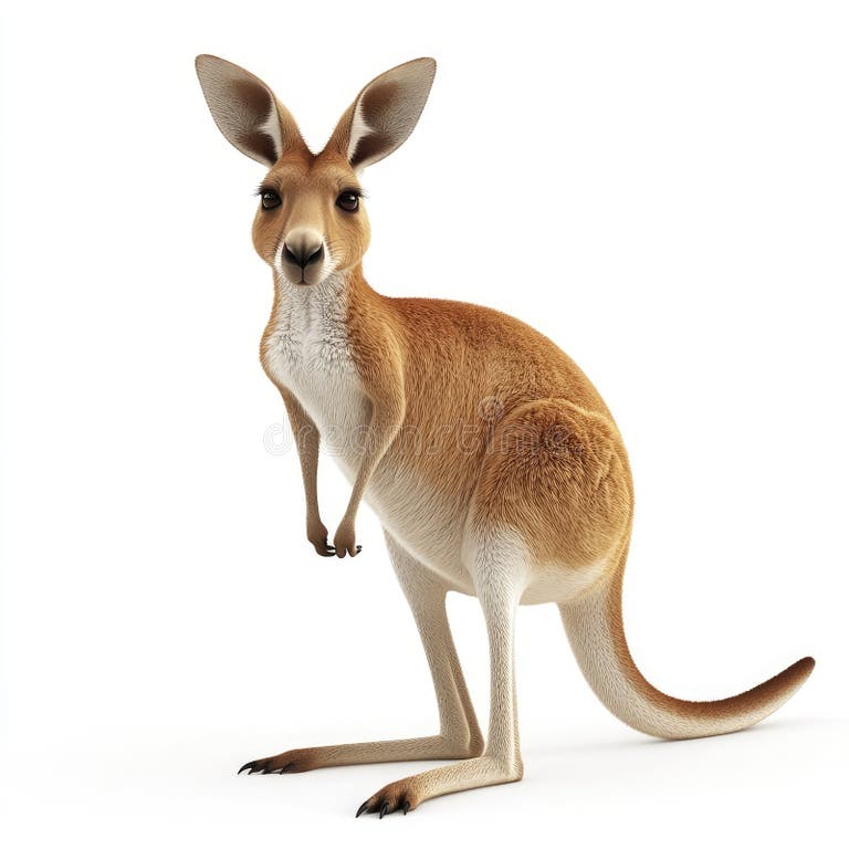 Cute Red Kangaroo Standing on White Background Stock Illustration ...