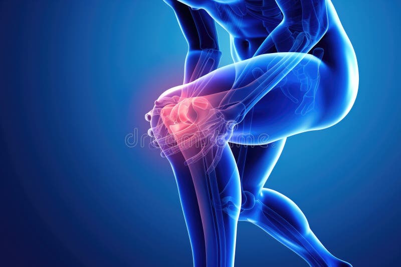Digital Rendering of a Knee with Visible Bones and Joint Inflammation ...