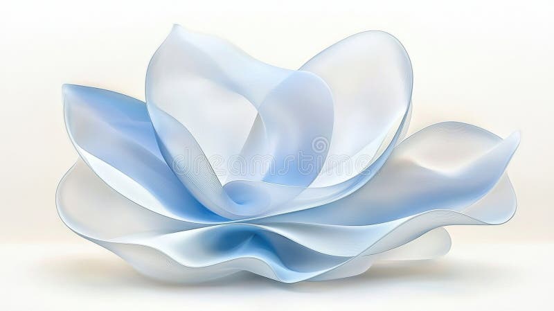 A Digital Rendering of a Light Blue, Translucent Flower with a Ruffled ...