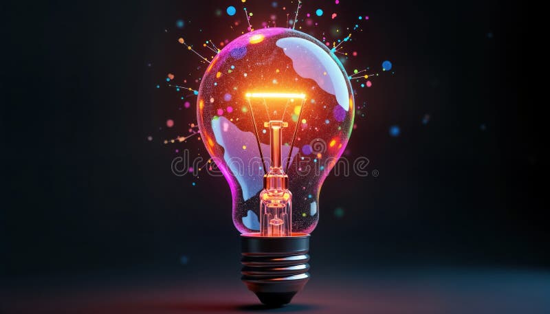 Digital Rendering Light Bulb Filled with Abstract Shapes, Patterns ...