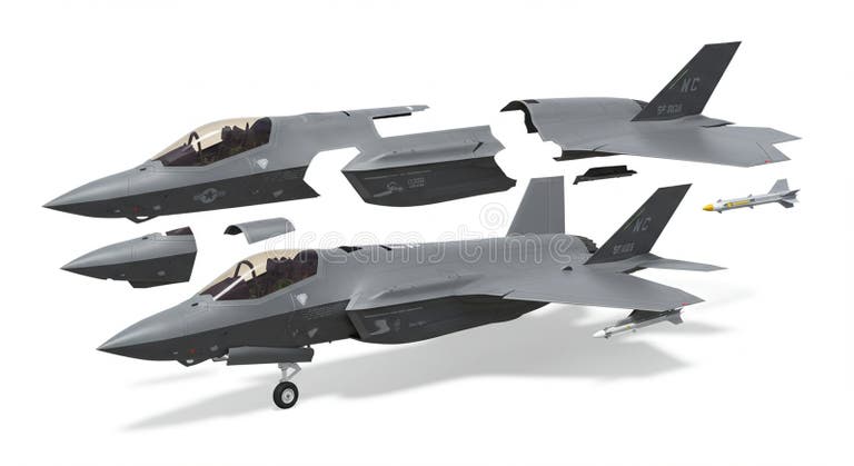 Digital Rendering of a Modern Fighter Jet, Likely an F-35, Shown in an ...