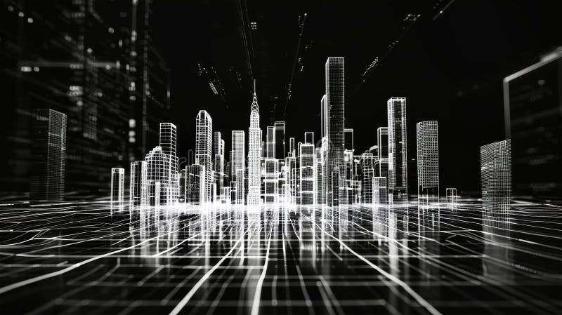 A Digital Rendering of New York Citys Skyline at Night, Presented As a ...