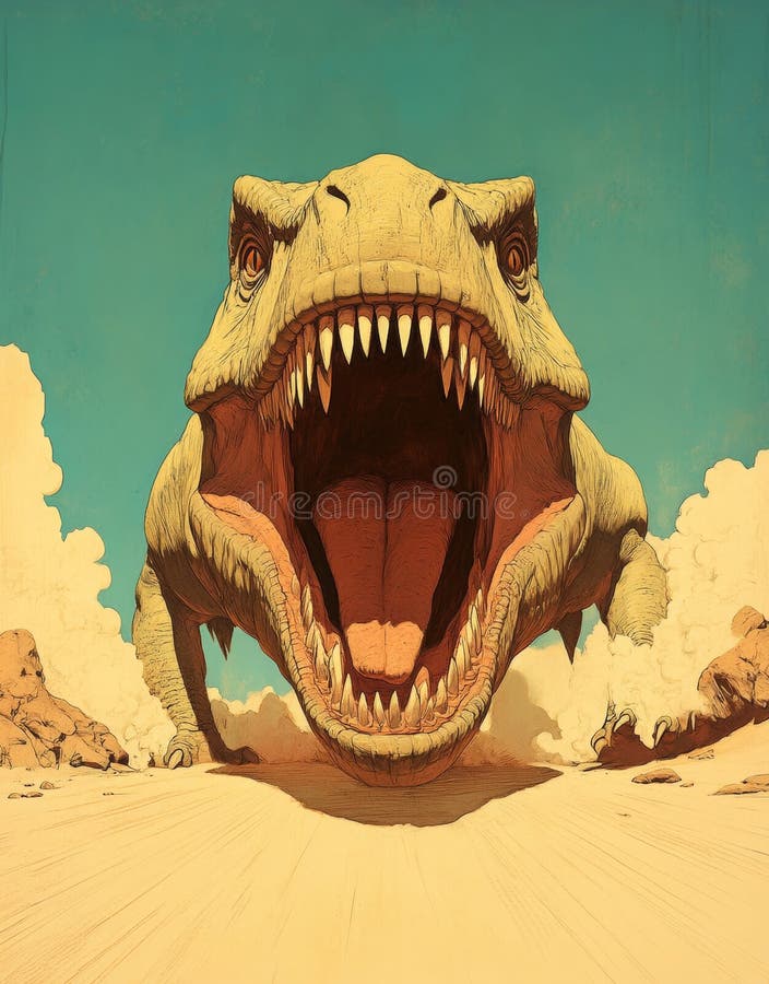 Digital Rendering of a Running Dinosaur Stock Image - Image of print ...