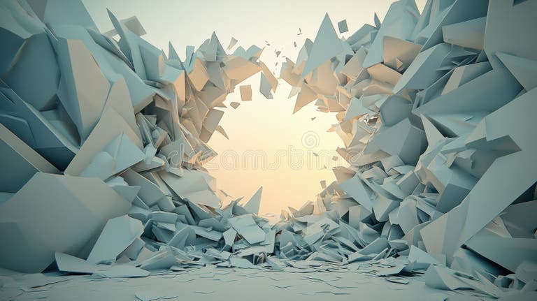 A Digital Rendering of a Shattered Glass Wall, with the Light Source ...