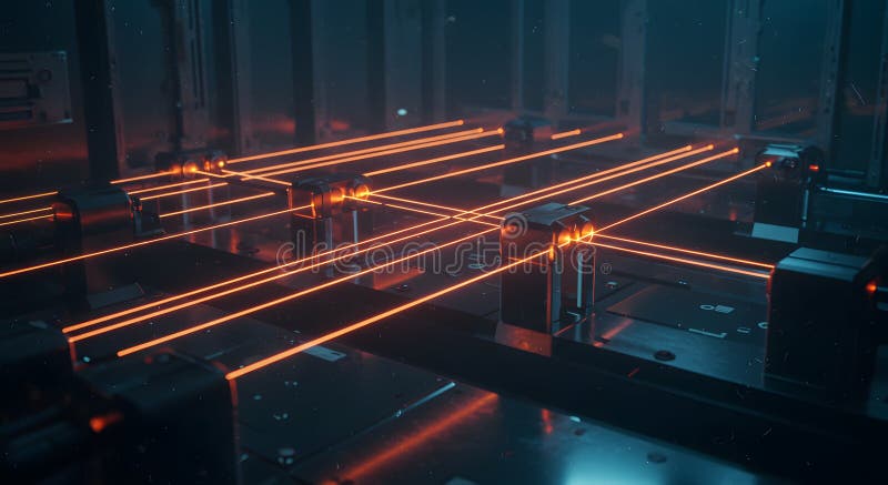 Futuristic Laser Grid Network: Sci-Fi Tech Stock Illustration ...