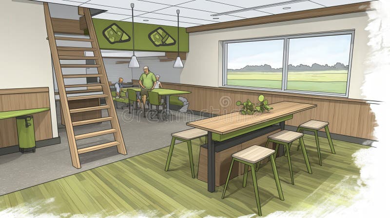 Modern Community Center Interior Design Stock Illustration ...