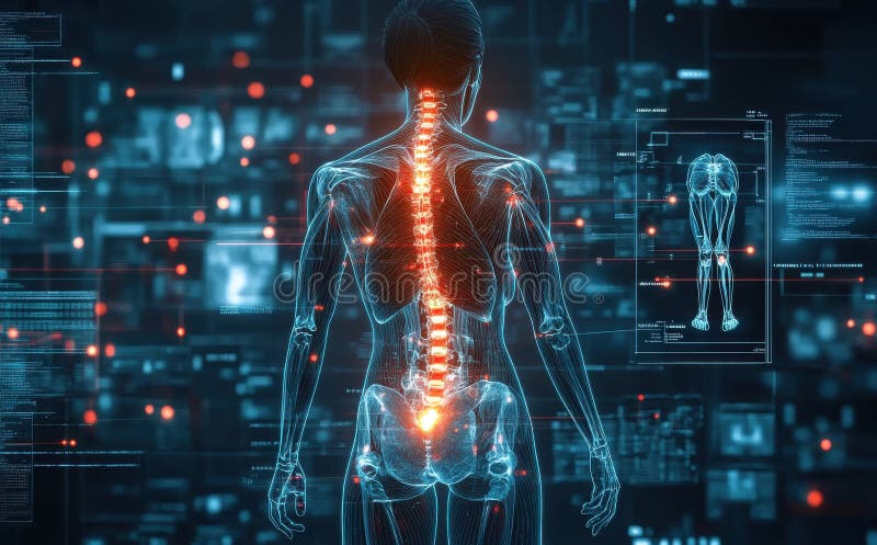 Digital Anatomy Interface Showcasing Human Skeletal Structure Stock ...
