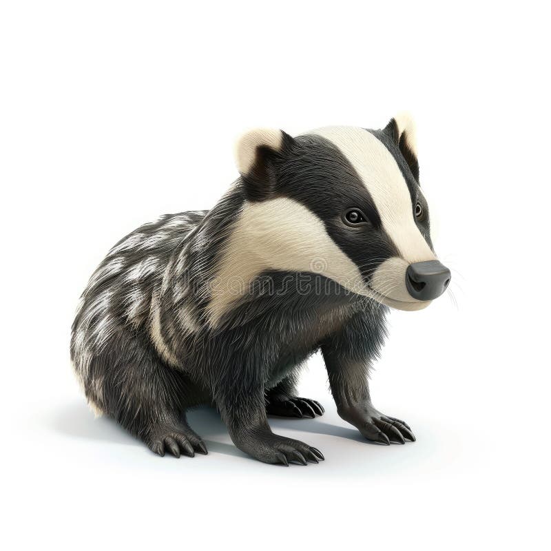 Adorable Baby Badger Sitting on White Background Stock Illustration ...