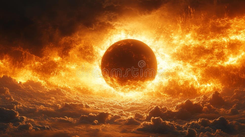 Solar Eclipse with Energy Ripples and Dramatic Atmosphere Stock ...