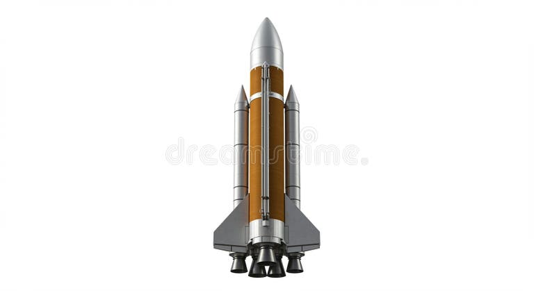 A Digital Rendering of a Space Shuttle with a Central Orange Fuel Tank ...