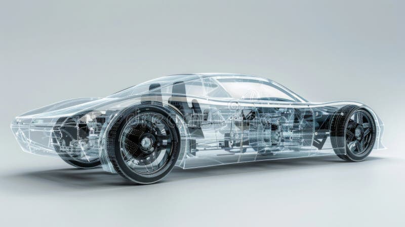 Transparent Sports Car Rendering on White Background Stock Image ...