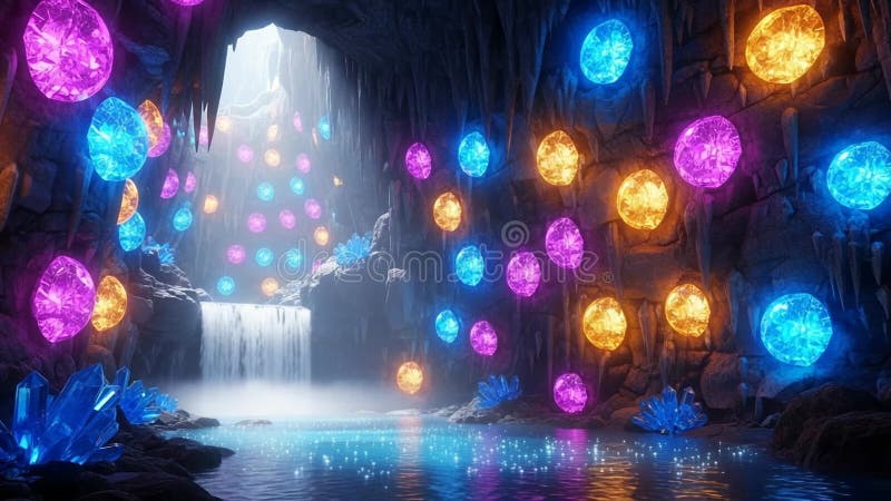 Enchanted Crystal Cave: a Waterfall of Gems Stock Video - Video of ...