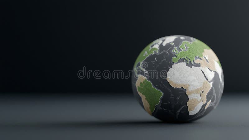 Digital Rendering of a Textured Earth Globe Placed on a Dark ...