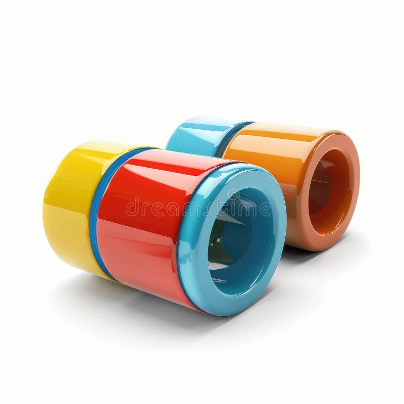 Abstract Colorful Cylinders, 3D Render, Shiny Glossy Surface Stock ...
