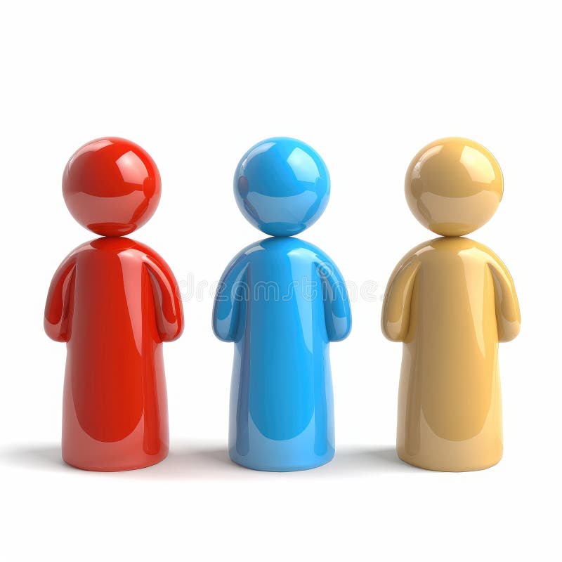 Three Shiny 3D Figures Representing Teamwork and Unity Stock ...