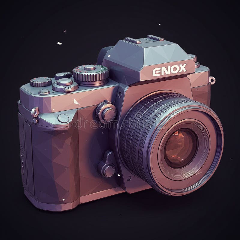 A Digital Rendering of a Vintage-style Camera with Angular, Low-poly ...