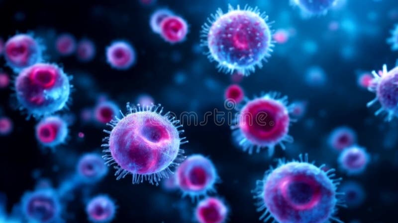 Microscopic View of Virus Cells, a Digital Rendering of Infectious ...