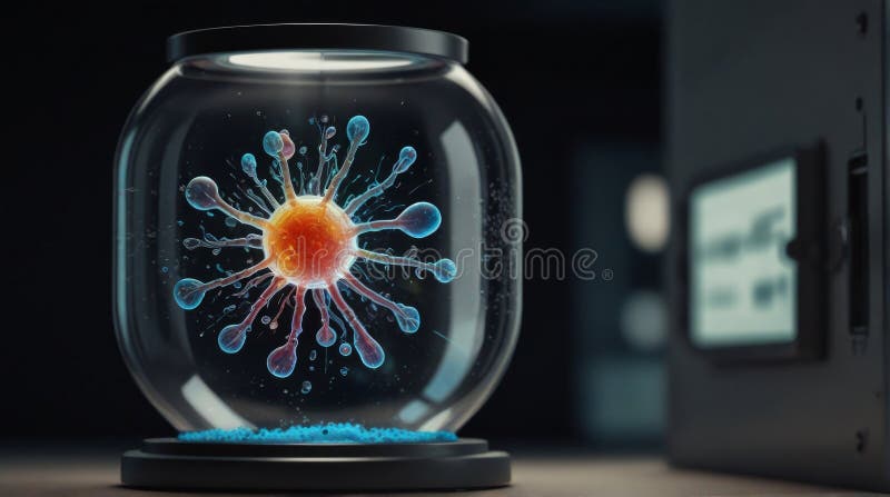 Digital Rendering of Virus in Glass Container Stock Photo - Image of ...