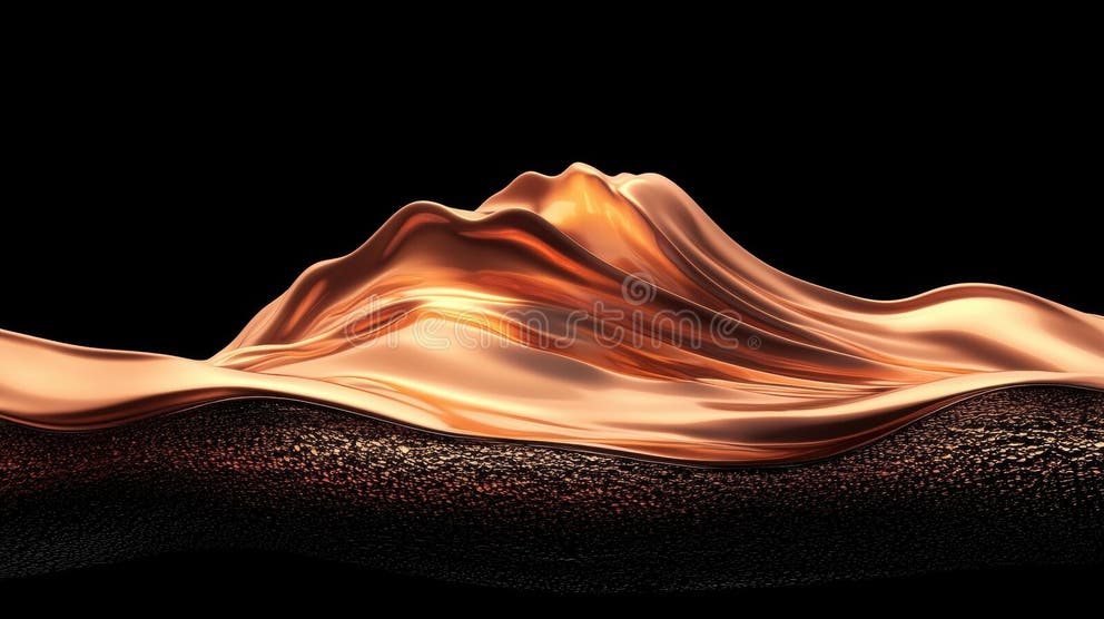 A Digital Rendering of a Wave-like, Gold-colored Surface with a ...
