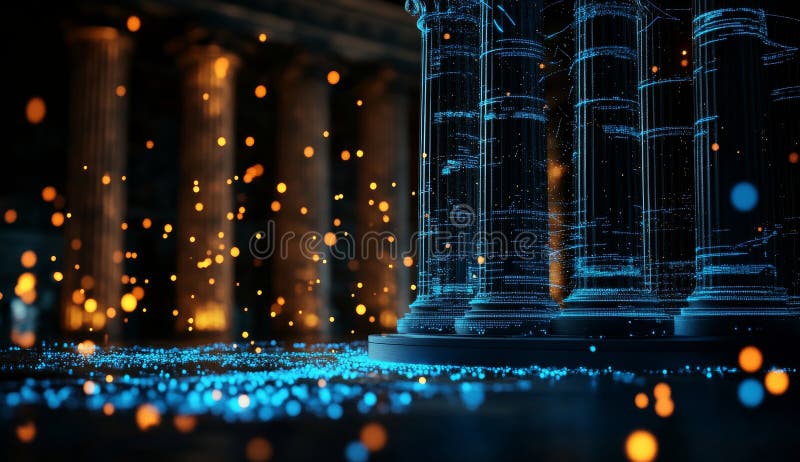 Digital Representation of an Ancient Temple with Glowing Highlights ...