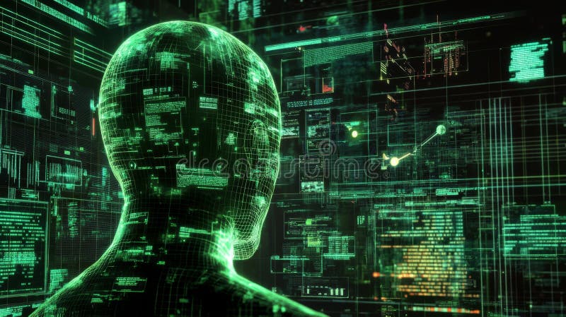 Digital Representation of Artificial Intelligence Concept in Green ...