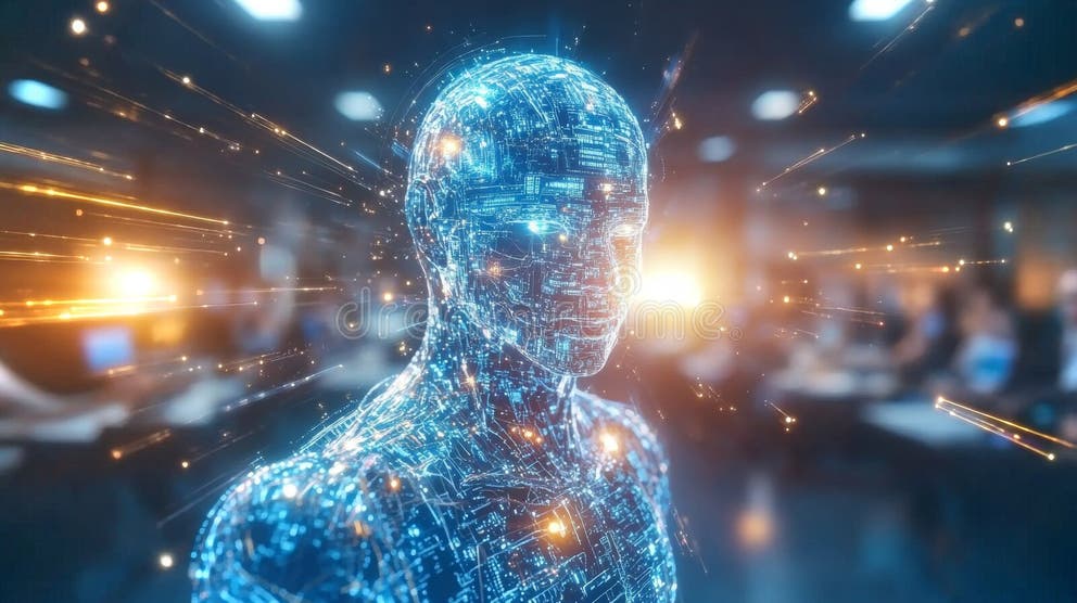 Digital Representation of an Artificial Intelligence Entity Illuminated ...