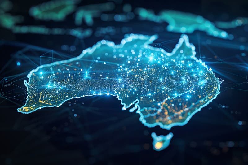Digital Representation of Australia Highlighting Connectivity in Data ...