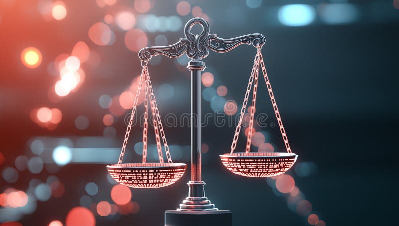 Digital Representation of Balanced Scale Symbolizing Justice Featuring ...