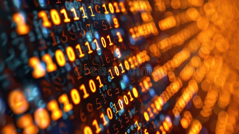 A Digital Representation Of Binary Code In Glowing Colors Symbolizing Data And Technology Stock