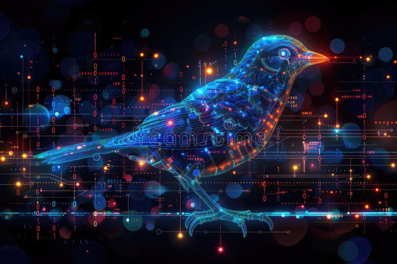 Digital Bird in Cyberspace: Futuristic Avian Artwork Stock Illustration ...