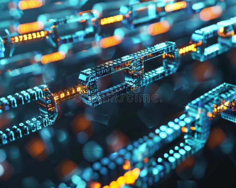 A Digital Representation Of Blockchain Technology Featuring