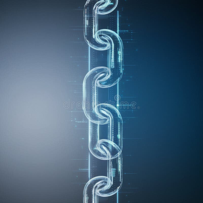 Digital Chain Encased in Holographic Matrix with Blue Gradient ...