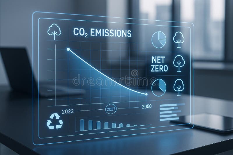 Digital Representation of Co2 Emissions Reduction Graph Illustrating ...