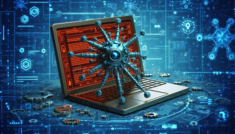 Digital Representation of a Computer Virus Attack Stock Illustration ...