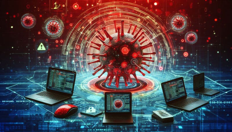 Digital Representation of Computer Virus Threats Stock Illustration ...