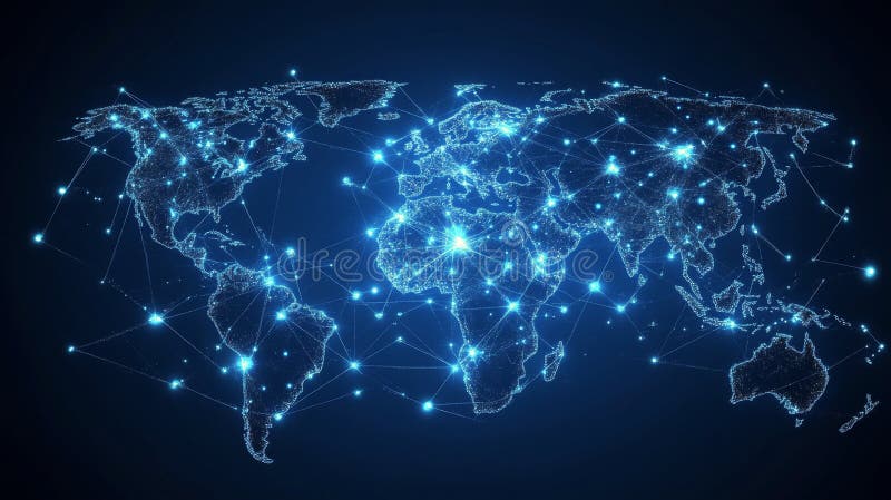 Digital Representation of a Connected World Illuminated by Glowing ...